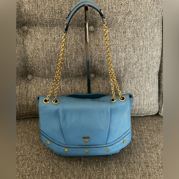 MCM | Bags | Euclight Blue Mcm Three Way Crossbodyshoulder Chain Bag ...